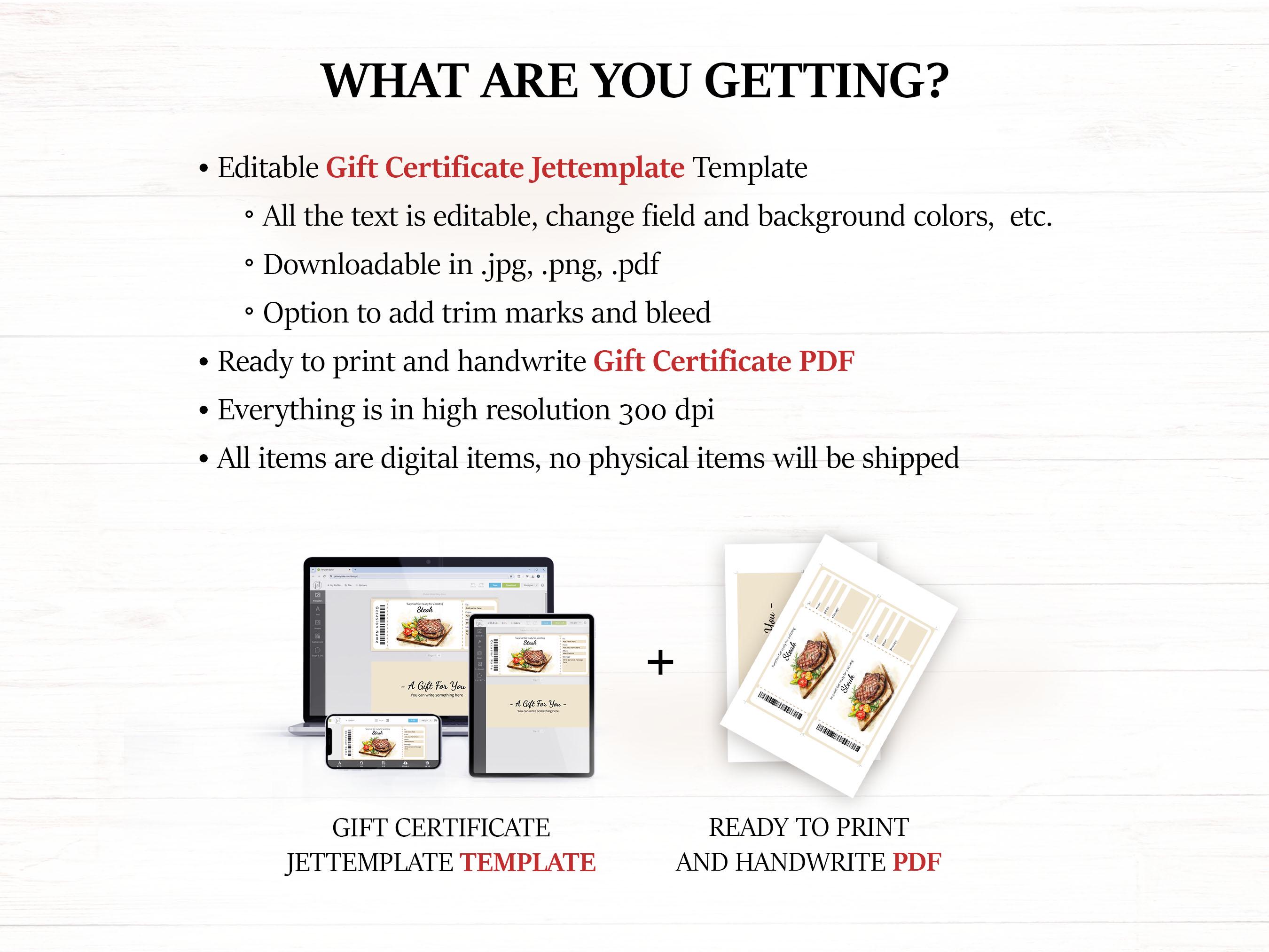 Editable Steak Night Out Gift Certificate Template, Printable Steak ...