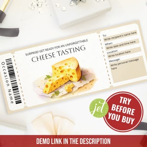 Editable Watercolor Cheese Tasting Gift Certificate Template for Cheese ...
