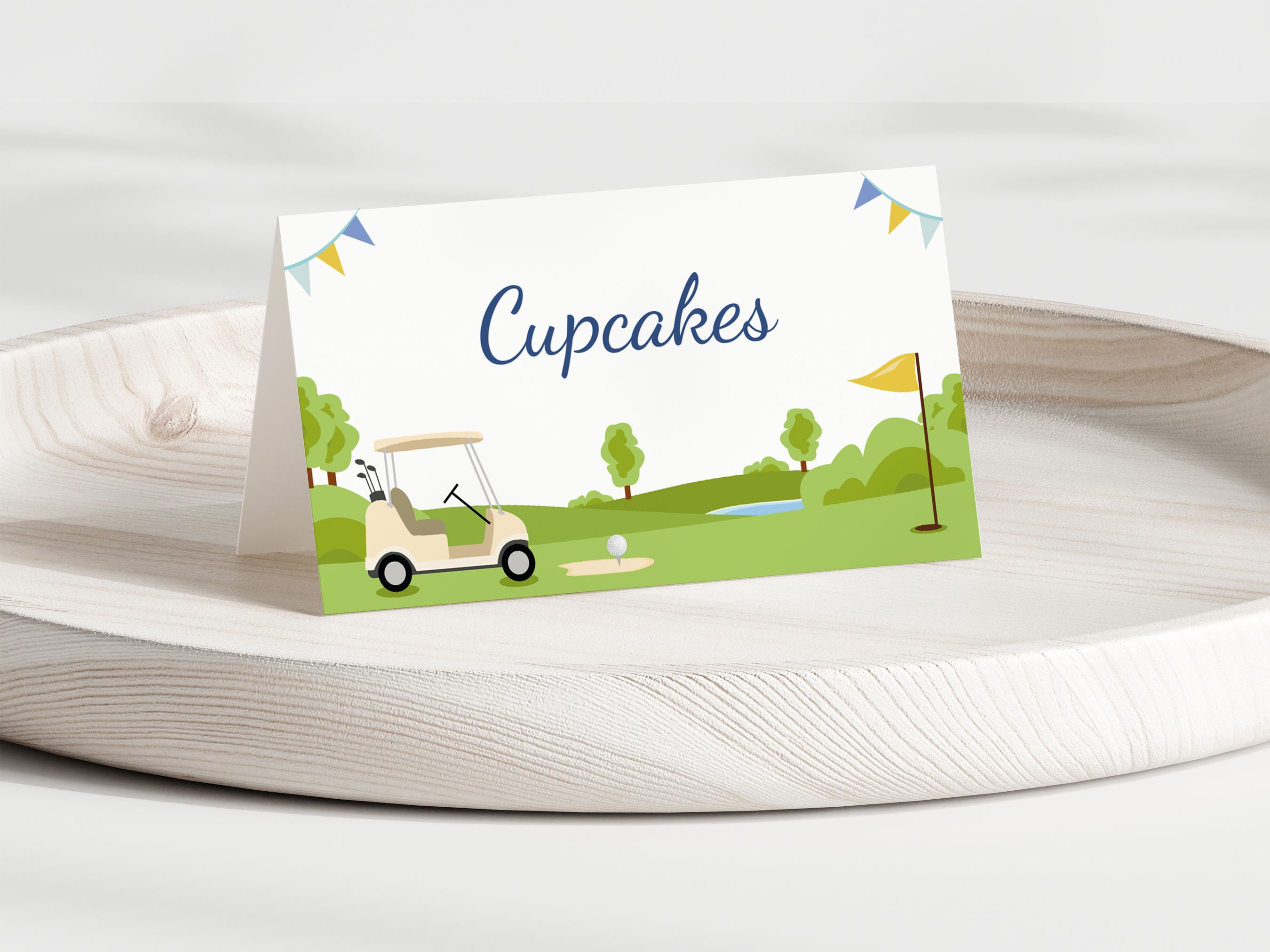Hole in One First Birthday Food Tents, Editable Boy Golf First Birthday ...
