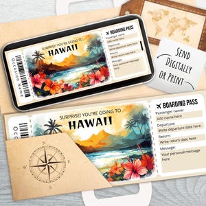 Editable Hawaii Boarding Pass Template, Printable Surprise Hawaii Trip ...