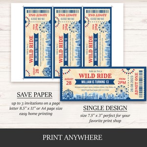 Amusement Park Ticket Invite Template, Editable Carnival Theme Birthday ...