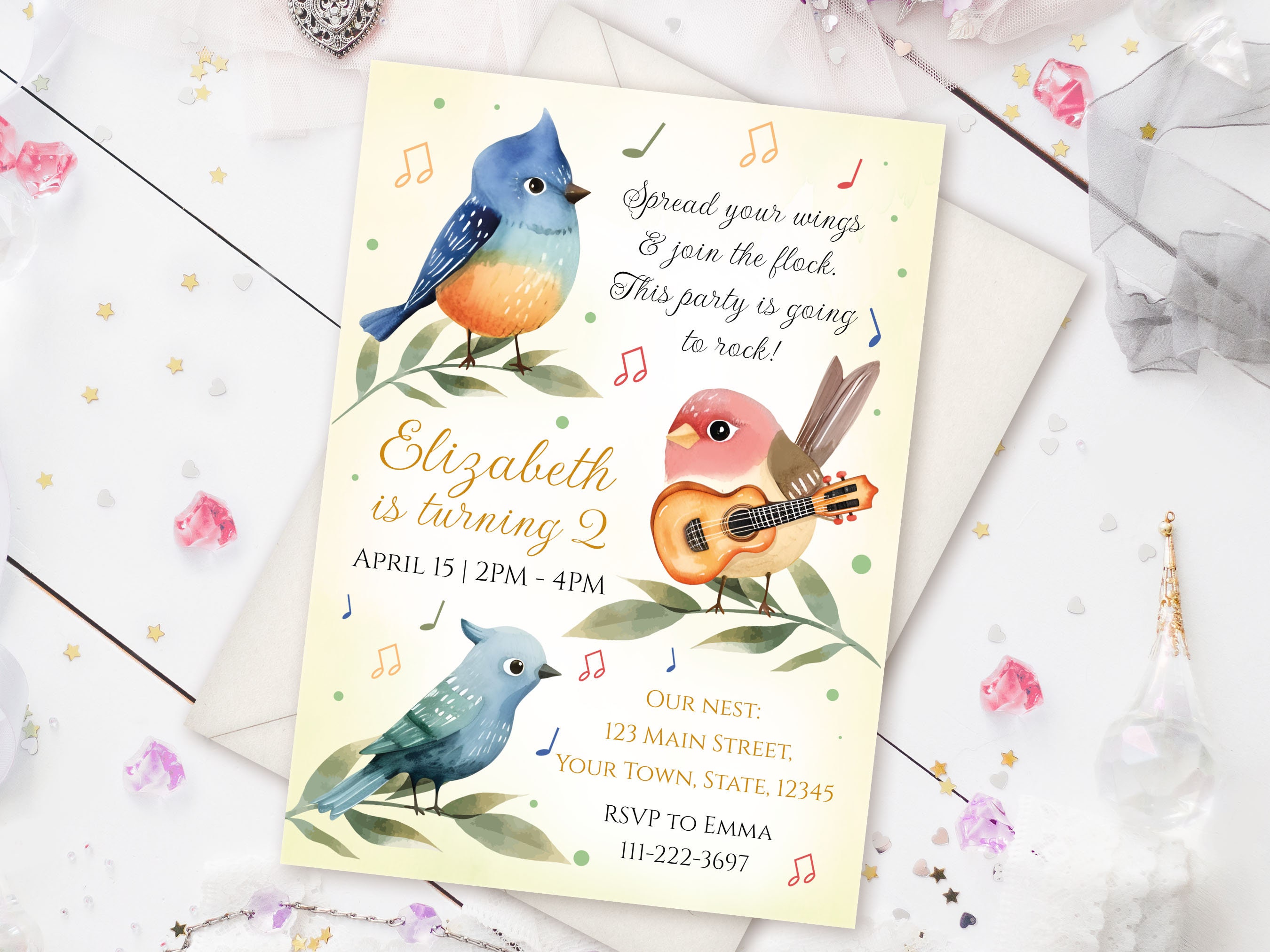Editable Bird Birthday Invitation Template, Little Bird Party ...