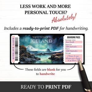 Editable Iceland Boarding Pass Template, Surprise Printable Watercolor ...