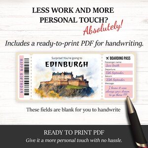Editable Edinburgh Boarding Pass Template, Personalized Gift Printable ...