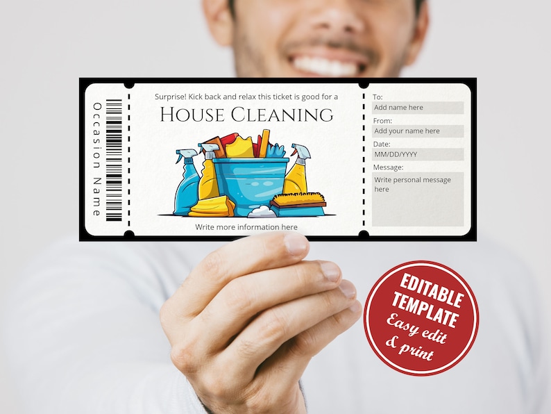 Editable House Cleaning Gift Certificate Template, Printable Gift ...