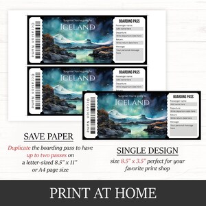 Editable Iceland Boarding Pass Template, Surprise Printable Watercolor ...