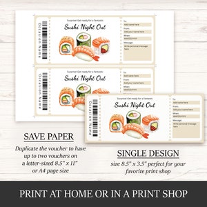 Editable Sushi Night Out Gift Certificate Template for Sushi Lover ...
