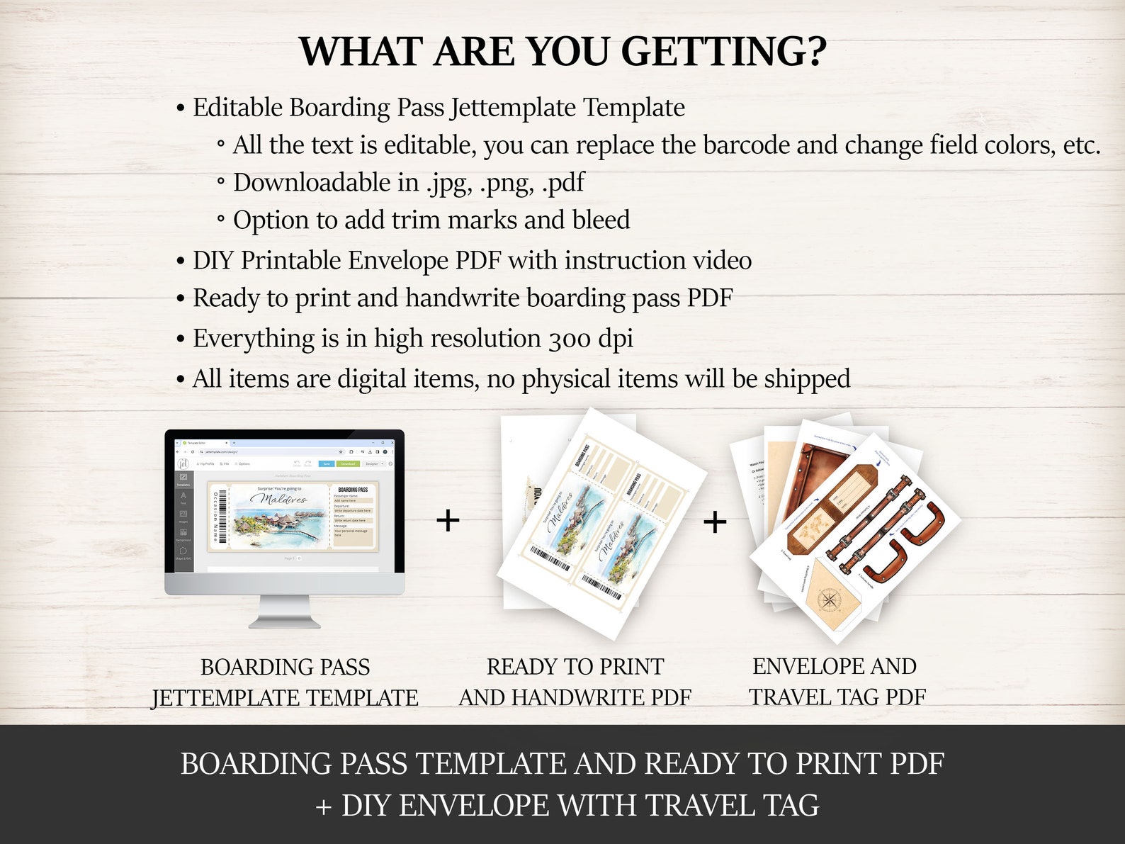Editable Maldives Boarding Pass Template, Personalized Printable ...