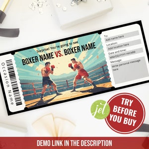 Surprise Boxing Game Ticket Template, Customizable and Printable Boxing ...