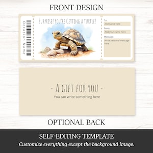 Editable Turtle Gift Certificate Template for Turtle Lover ...