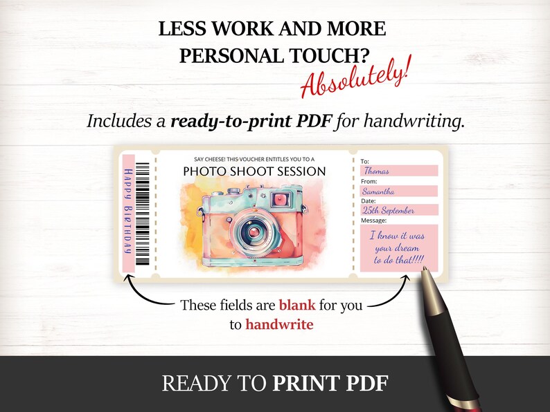 Editable Photoshoot Gift Certificate Template, Printable Photo Session ...