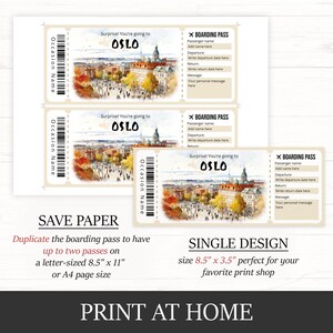 Editable Oslo Boarding Pass Template, Surprise Watercolor Oslo Norway ...