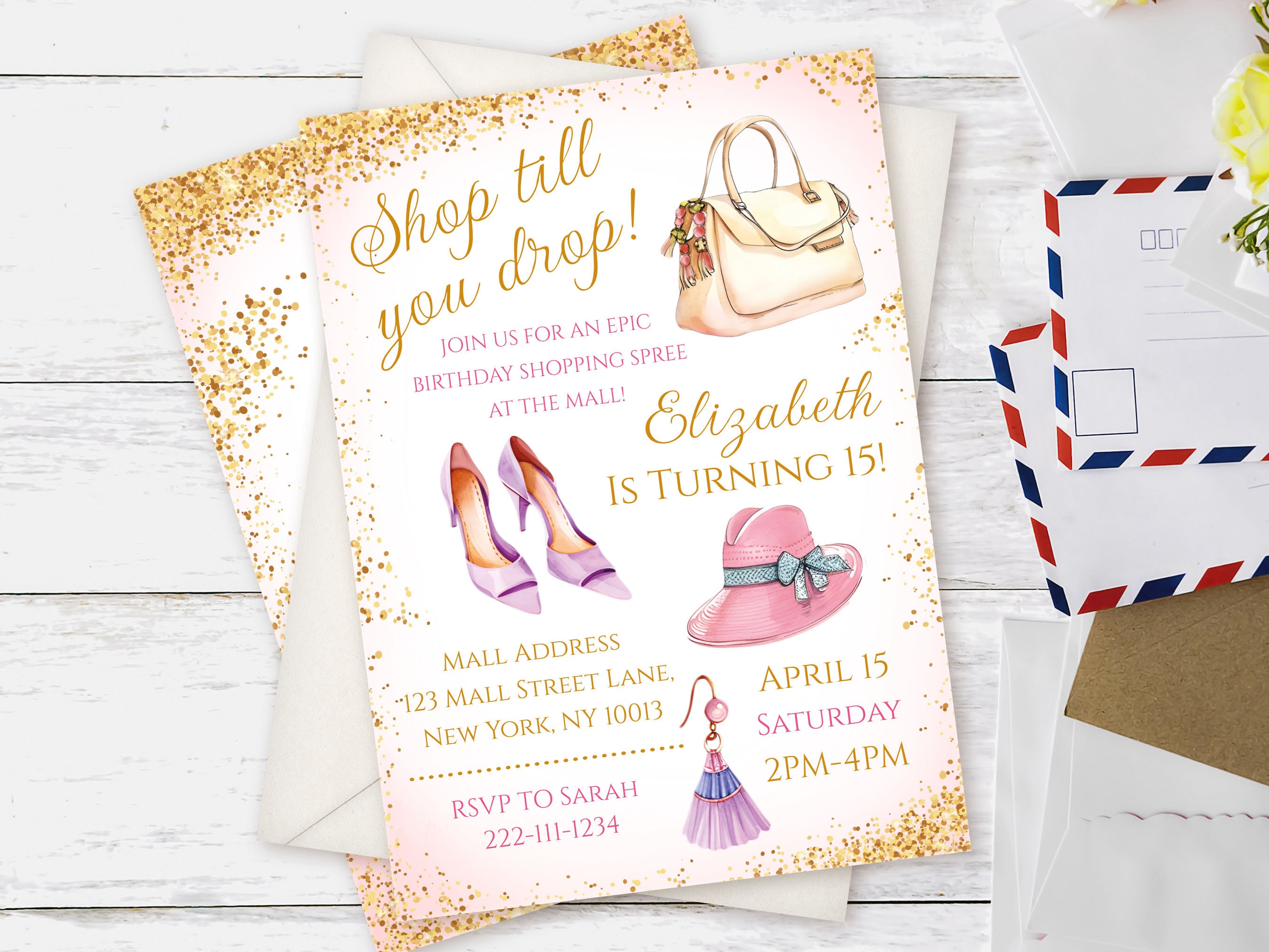 Customizable Shopping Spree Birthday Invitation Template for Girl, Shop ...