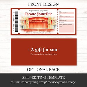 Editable Digital Theatre Ticket Gift Template, Surprise Musical Ticket ...