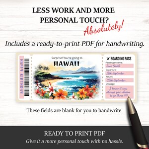 Editable Hawaii Boarding Pass Template, Personalized Gift Printable ...