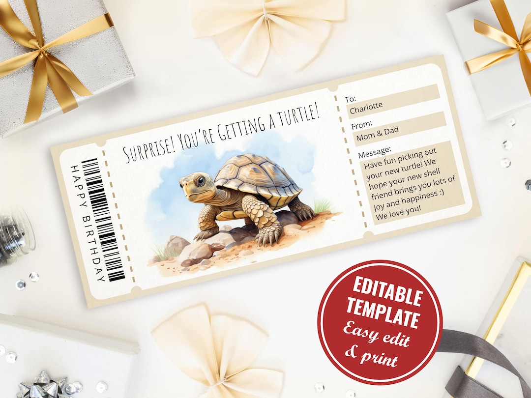 Editable Turtle Gift Certificate Template for Turtle Lover ...