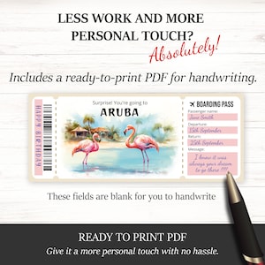 Editable Aruba Boarding Pass Template, Personalized Gift Printable ...