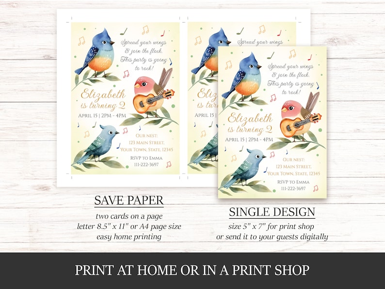 Editable Bird Birthday Invitation Template, Little Bird Party ...