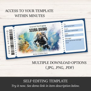 Editable Watercolor Scuba Diving Gift Certificate Template - Perfect ...