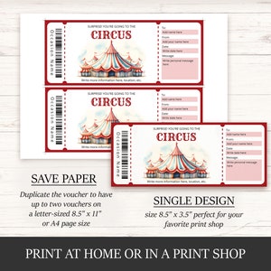 Surprise Circus Gift Certificate Template, Customizable and Printable ...