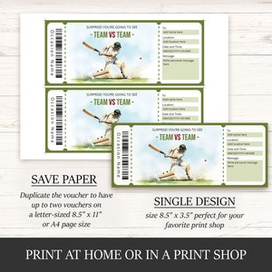 Surprise Cricket Match Ticket Template, Customizable and Printable ...