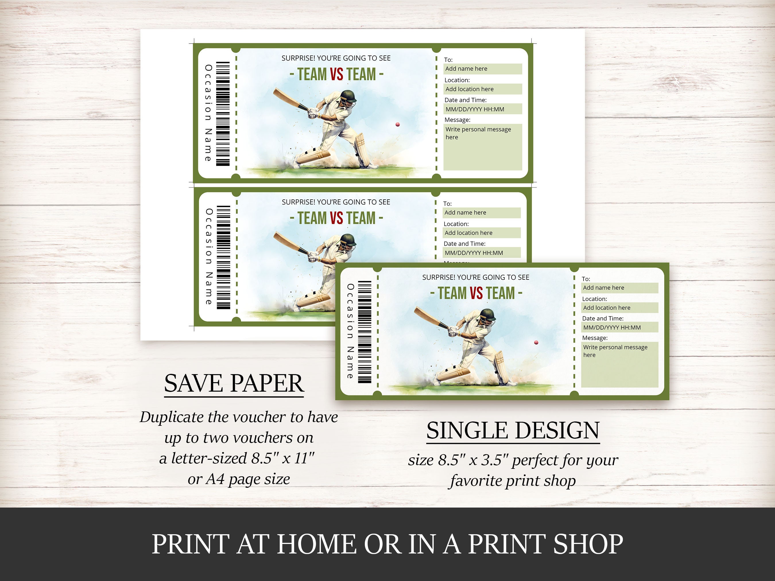 Surprise Cricket Match Ticket Template, Customizable and Printable ...