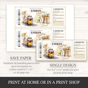 Editable Lisbon Boarding Pass Template, Personalized Gift Printable ...