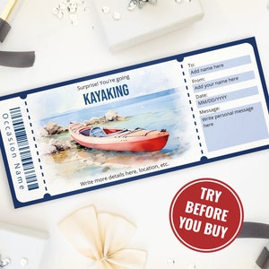 Kayaking Ticket Voucher Template for Water Sports Lover, Editable ...
