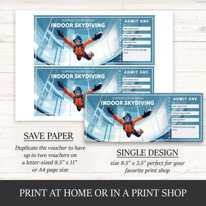 Editable Indoor Skydiving Gift Certificate Template, Printable Indoor ...
