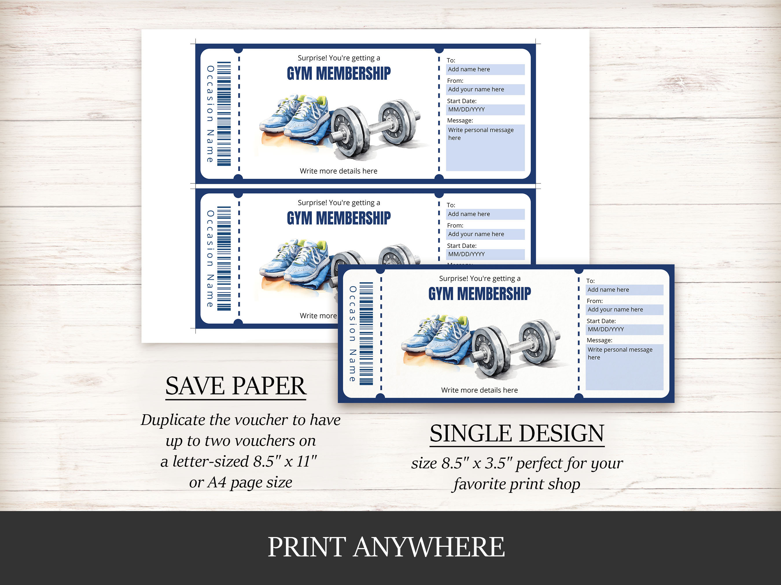 Surprise Gym Membership Voucher Template, Customizable and Printable ...