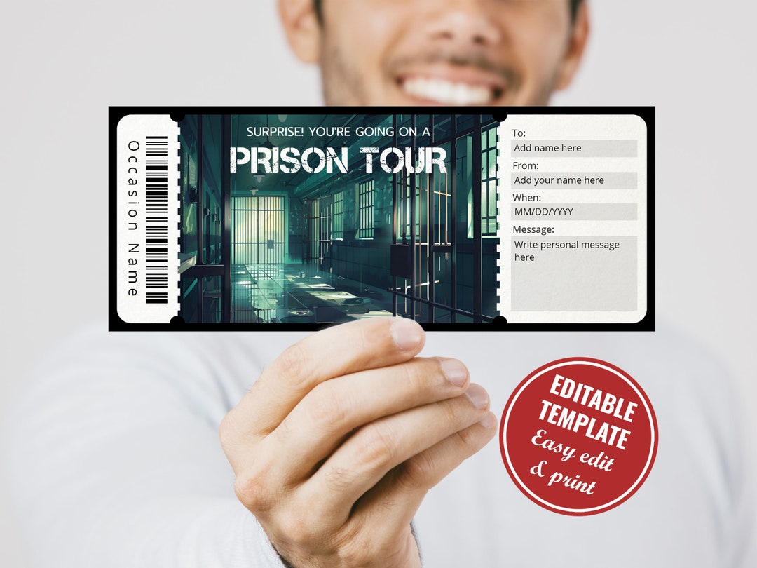 Editable Prison Tour Ticket Gift Certificate Template, Surprise ...