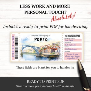 Editable Porto Boarding Pass Template, Personalized Gift Printable ...