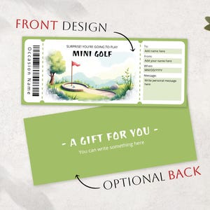 Editable Mini Golf Gift Certificate Template Printable Surprise Voucher ...