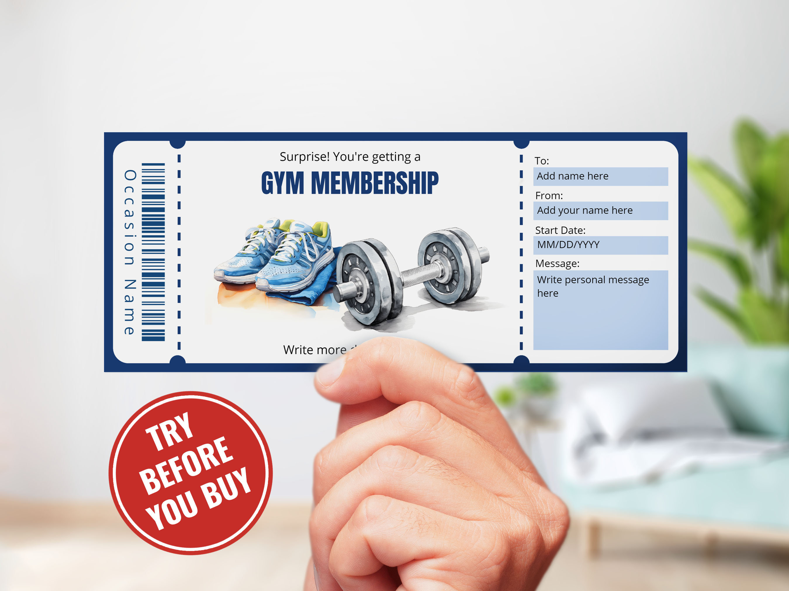 Surprise Gym Membership Voucher Template, Customizable and Printable ...