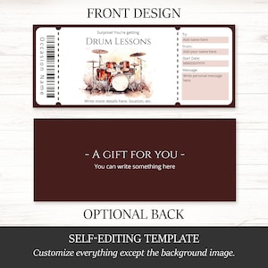 Editable Drum Lessons Gift Certificate Template for Drum Lovers ...