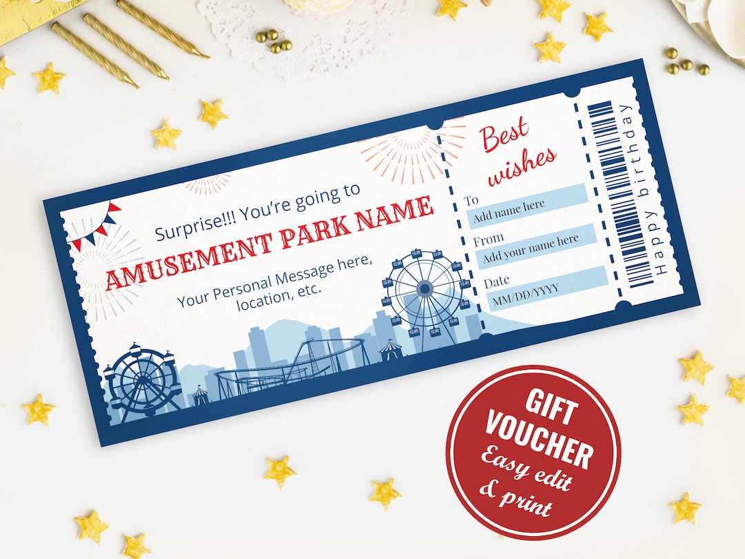 Editable Amusement Park Gift Certificate for Instant Download ...