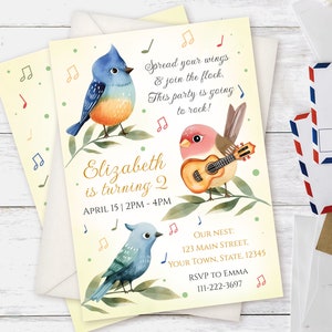 Editable Bird Birthday Invitation Template, Little Bird Party ...