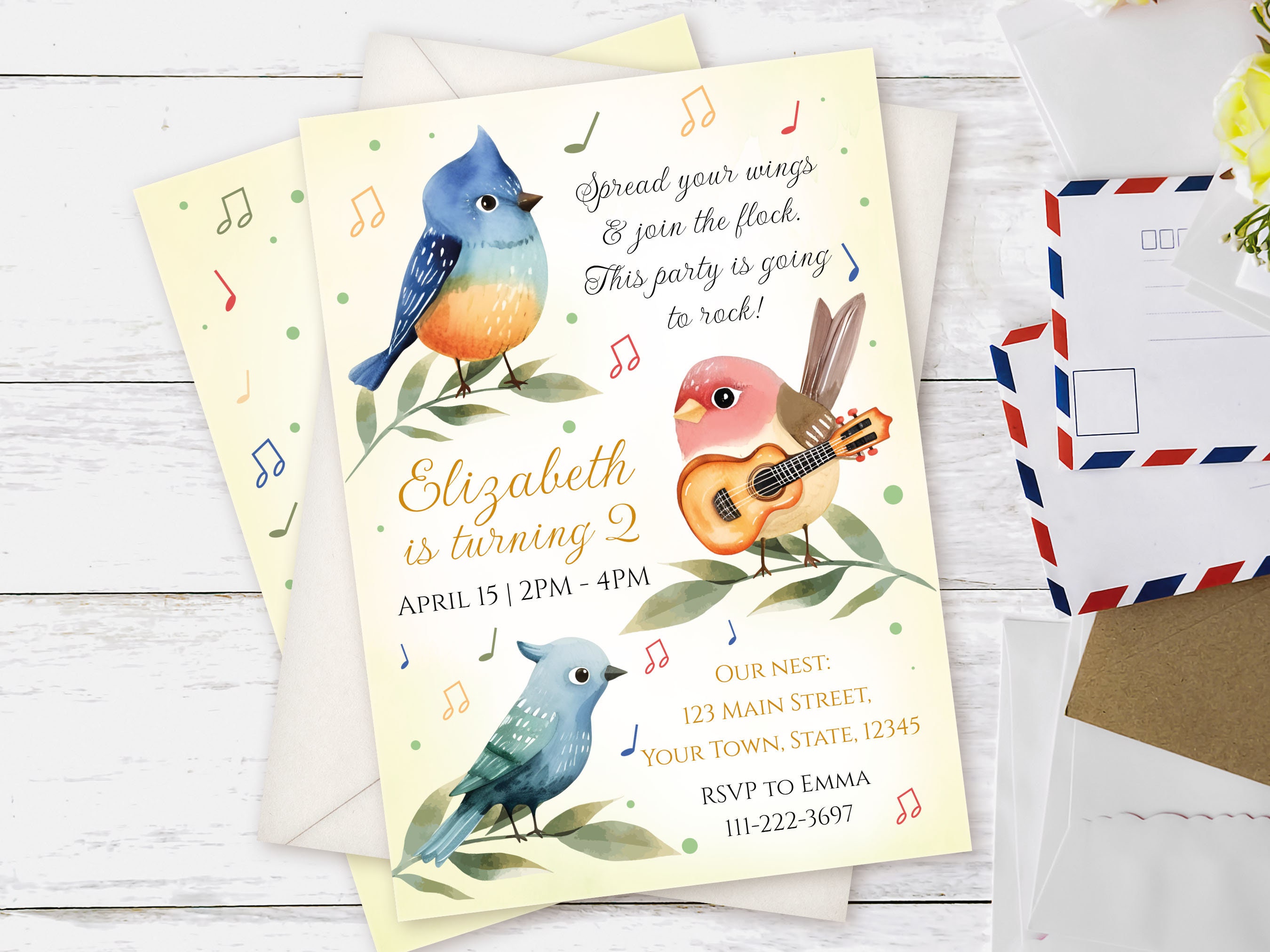 Editable Bird Birthday Invitation Template, Little Bird Party ...