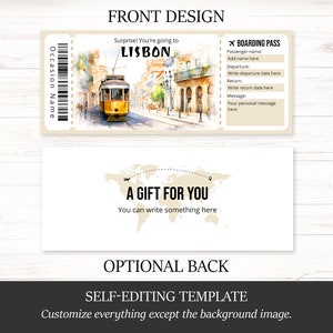 Editable Lisbon Boarding Pass Template, Personalized Gift Printable ...