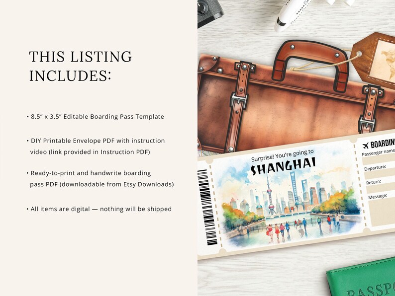 Editable Shanghai Boarding Pass Template, Surprise Shanghai Trip Reveal ...