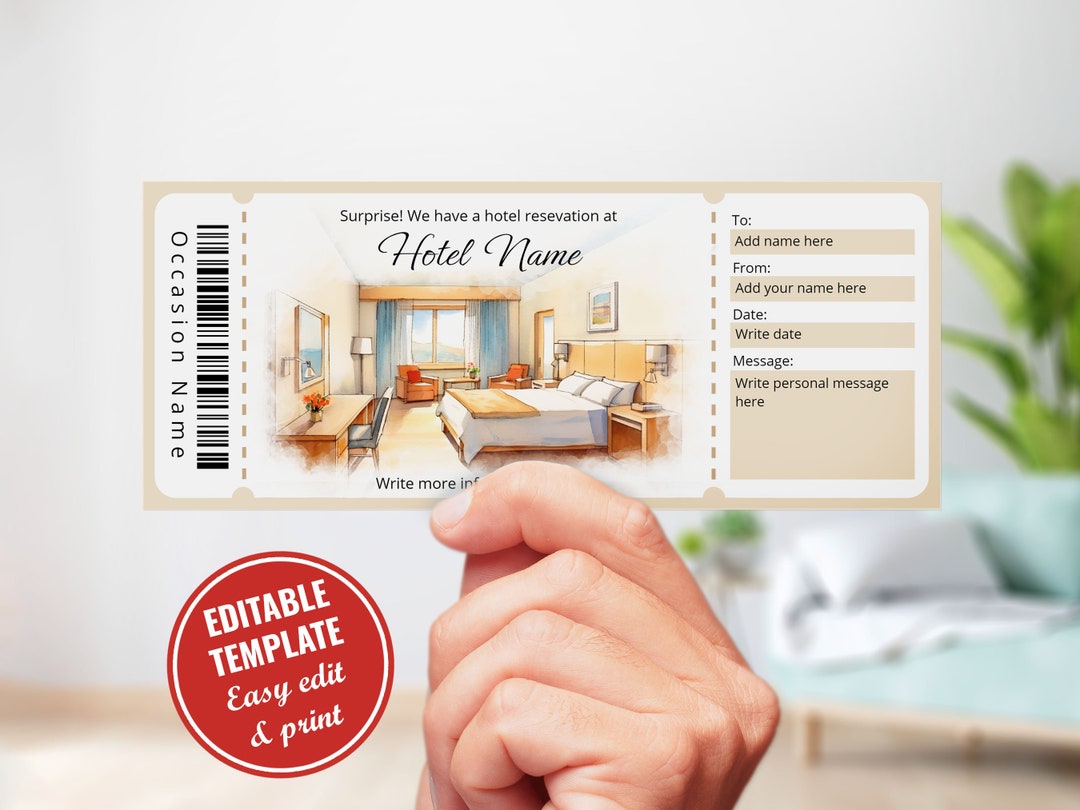 Watercolor Hotel Reservation Voucher Gift Certificate Template ...