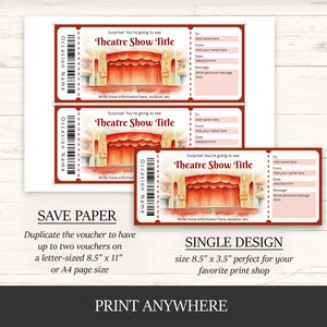 Editable Digital Theatre Ticket Gift Template, Surprise Musical Ticket ...