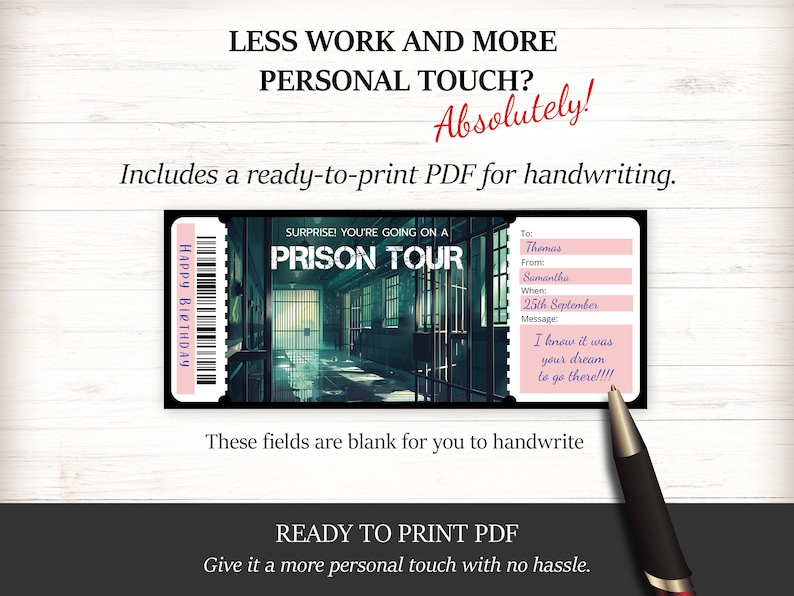 Editable Prison Tour Ticket Gift Certificate Template, Surprise ...