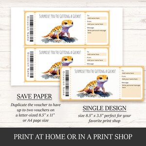 Editable Gecko Gift Certificate Template for Lizard Lover, Personalized ...