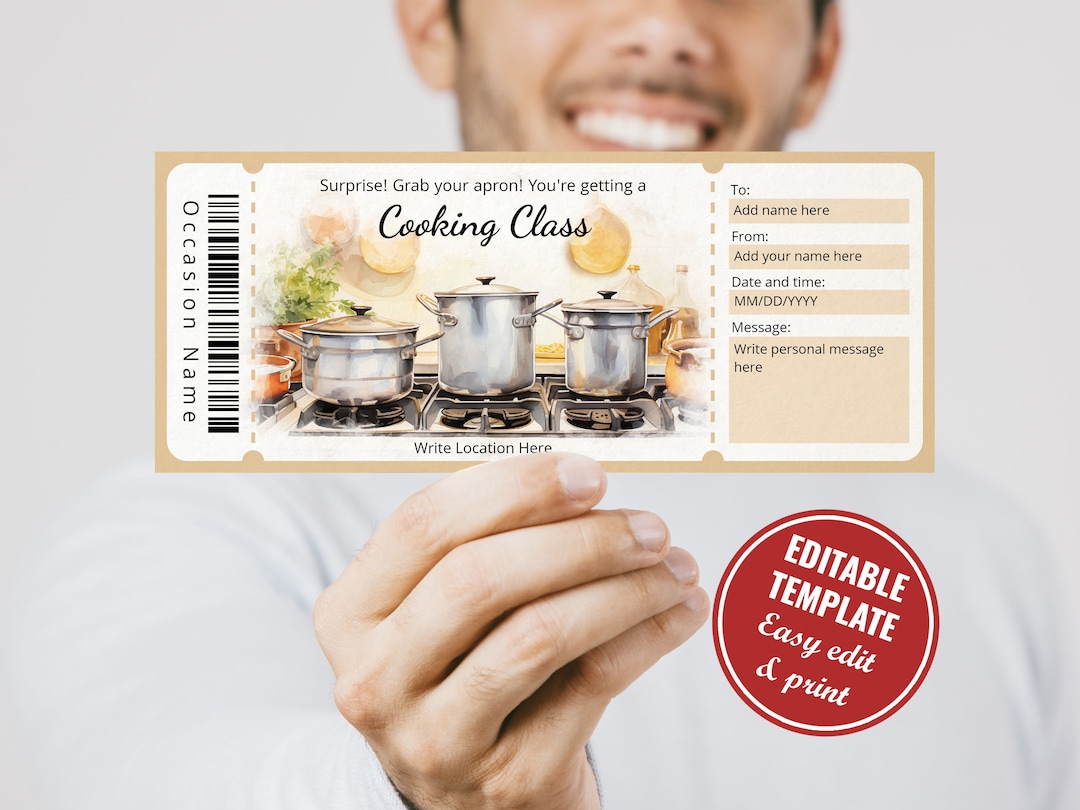 Editable Watercolor Cooking Class Gift Certificate Template, Cooking ...