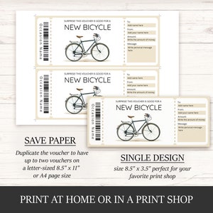 Editable New Bicycle Gift Voucher Personalized Template, Surprise ...