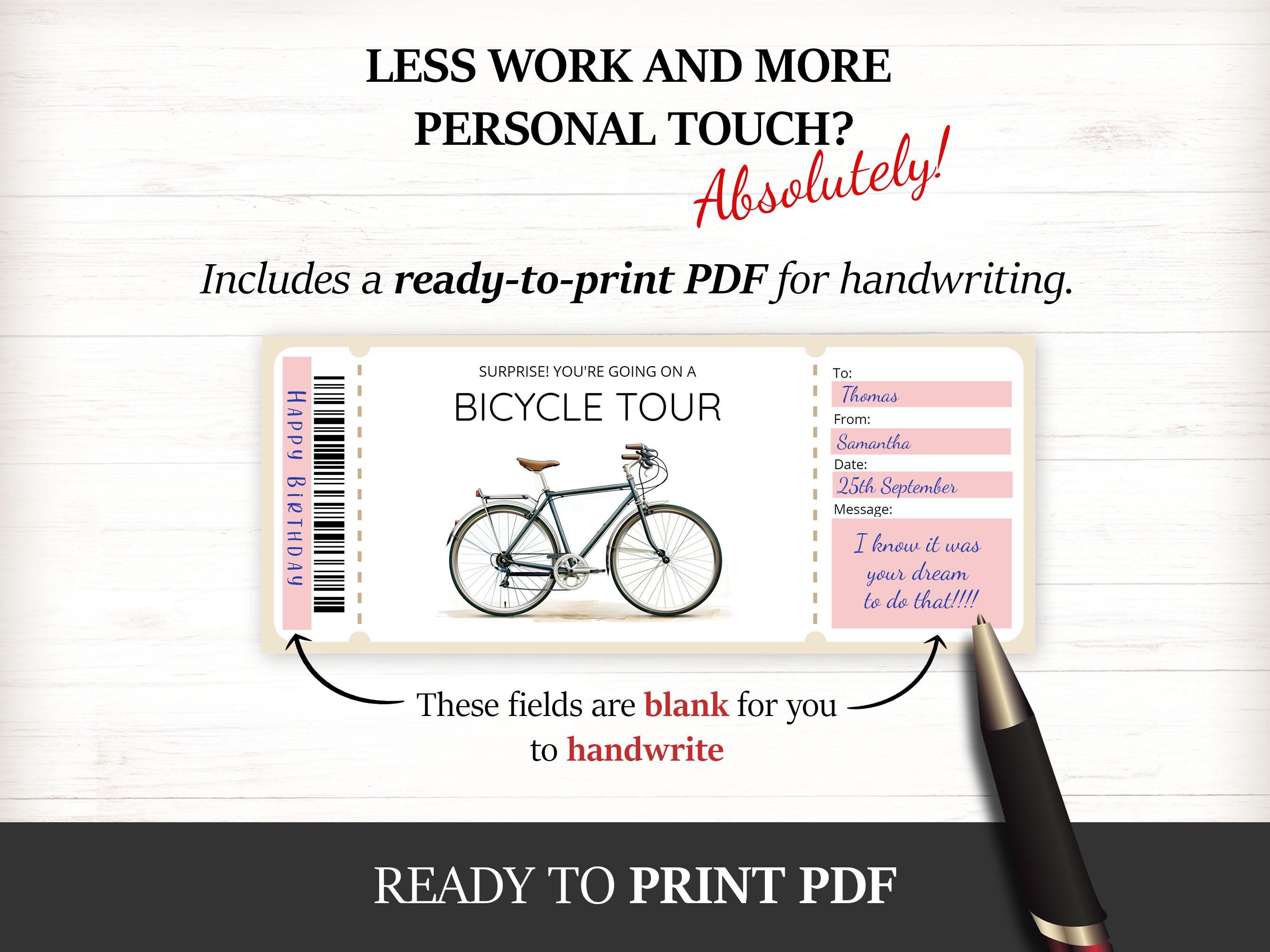 Editable Bicycle Tour Gift Certificate Template for Cycling Lover ...