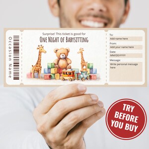 Editable Watercolor Babysitting Voucher Template, Surprise Babysitting ...