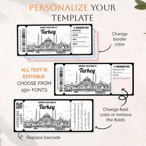 Editable Turkey Boarding Pass Template Printable Turkey Trip Surprise ...