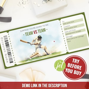 Surprise Cricket Match Ticket Template, Customizable and Printable ...